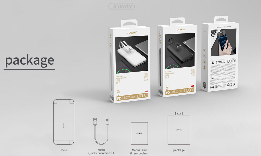 סוללת טעינה וגיבוי אוניברסלית כולל אינדיקטור לד תואם לאייפון אפל ג'וי וואי Joway JP266 22.5W ...